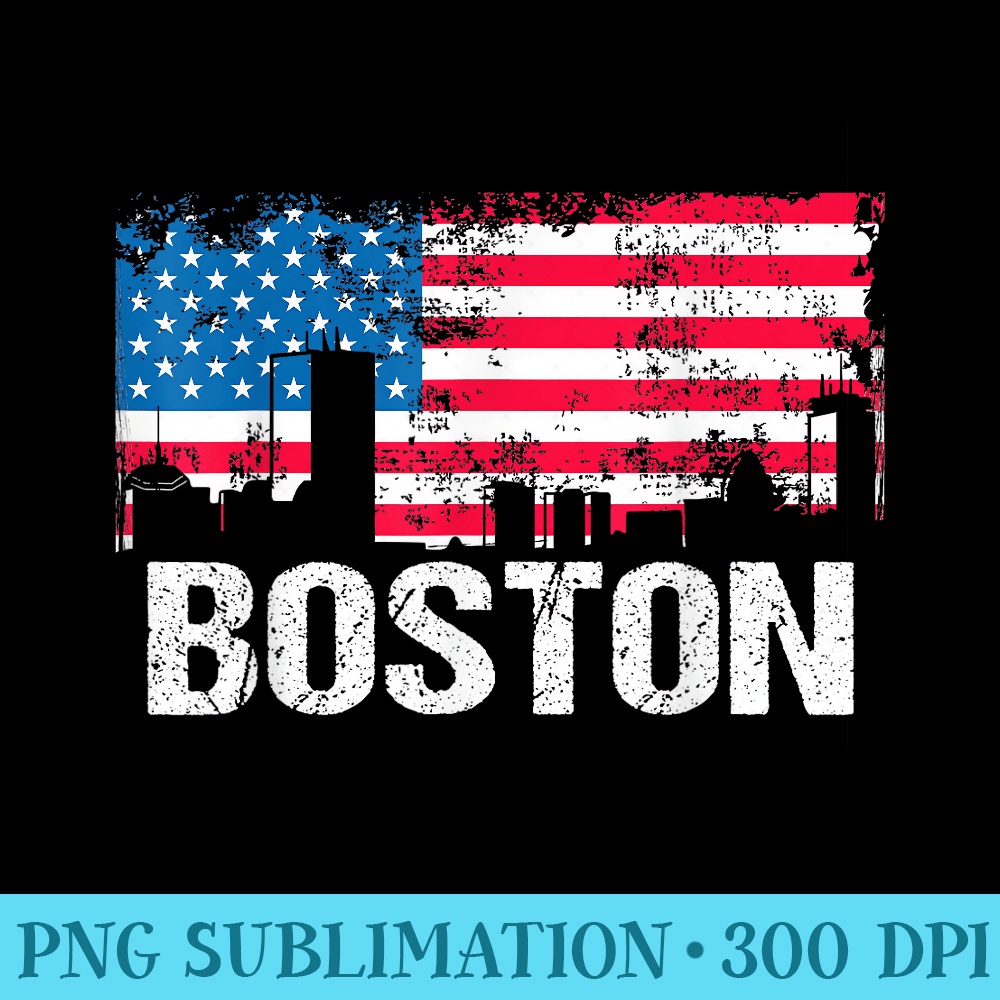 Vintage US Flag American City Skyline Boston Massachusetts - | Inspire ...