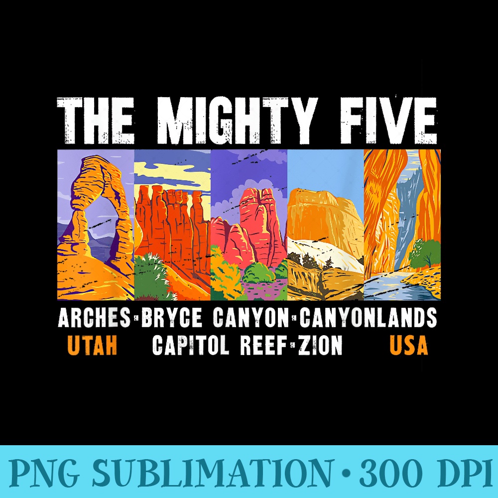 Mighty Five Utah National Parks Distressed Vintage - High Re | Inspire ...