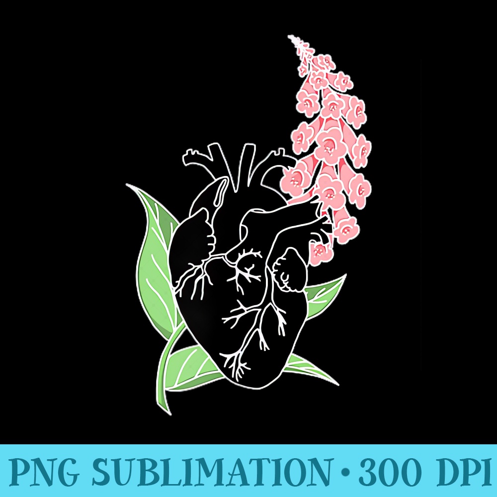 Anatomical Heart x Digitalis Foxglove Flowers - High Resolut | Inspire ...