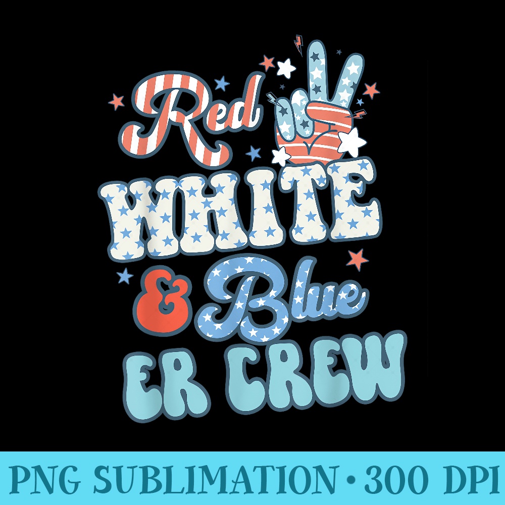 Retro Red White And Blue ER Crew Nurse 4th Of July Men - Dow | Inspire ...
