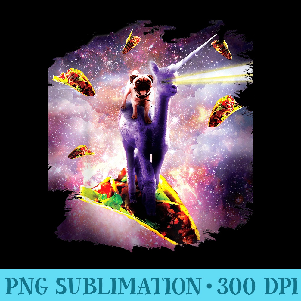Cosmic Pug Riding Alpaca Unicorn - PNG Download Library | Inspire Uplift