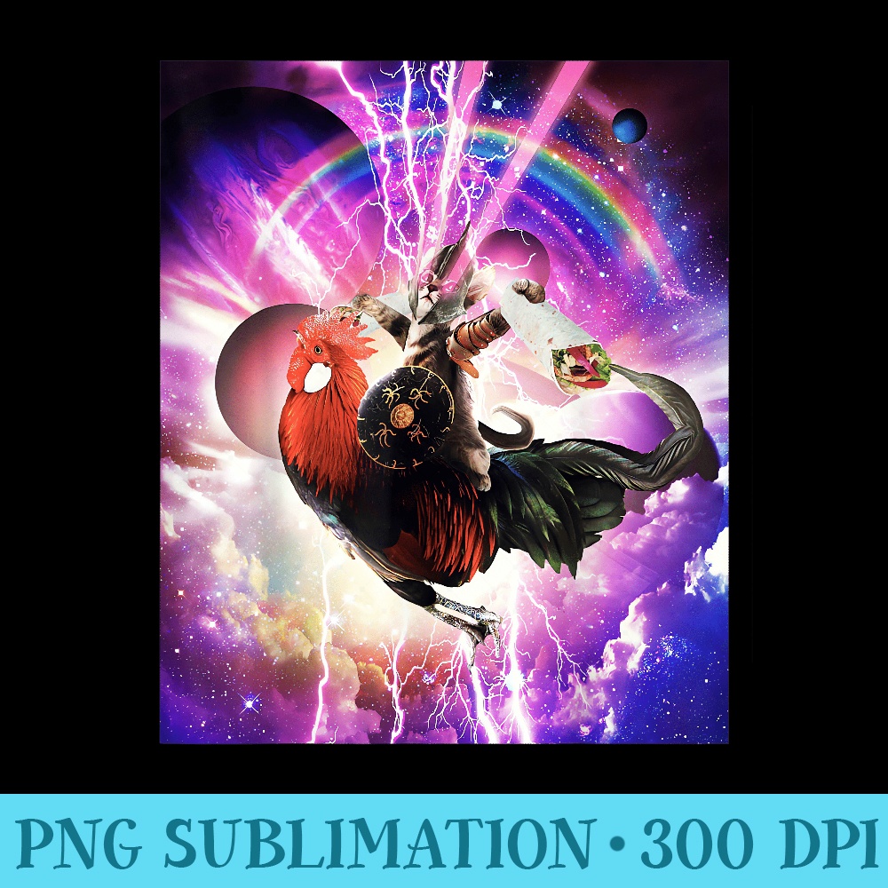 Lazer Warrior Space Cat Riding Chicken Eating Burrito - Digi | Inspire ...