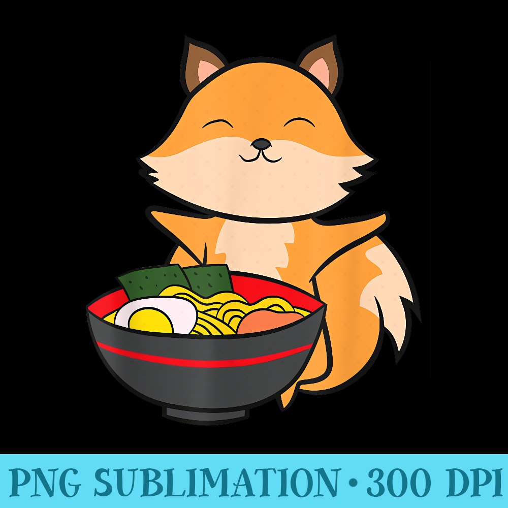 Cute Fox Eating Ramen Love Ramen And Foxes - Digital PNG Art | Inspire ...