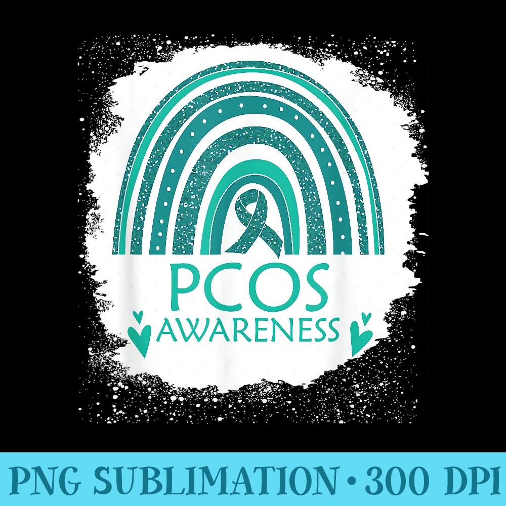 PCOS Awareness Bleached Rainbow Teal Ribbon Support Men - Tr | Inspire ...