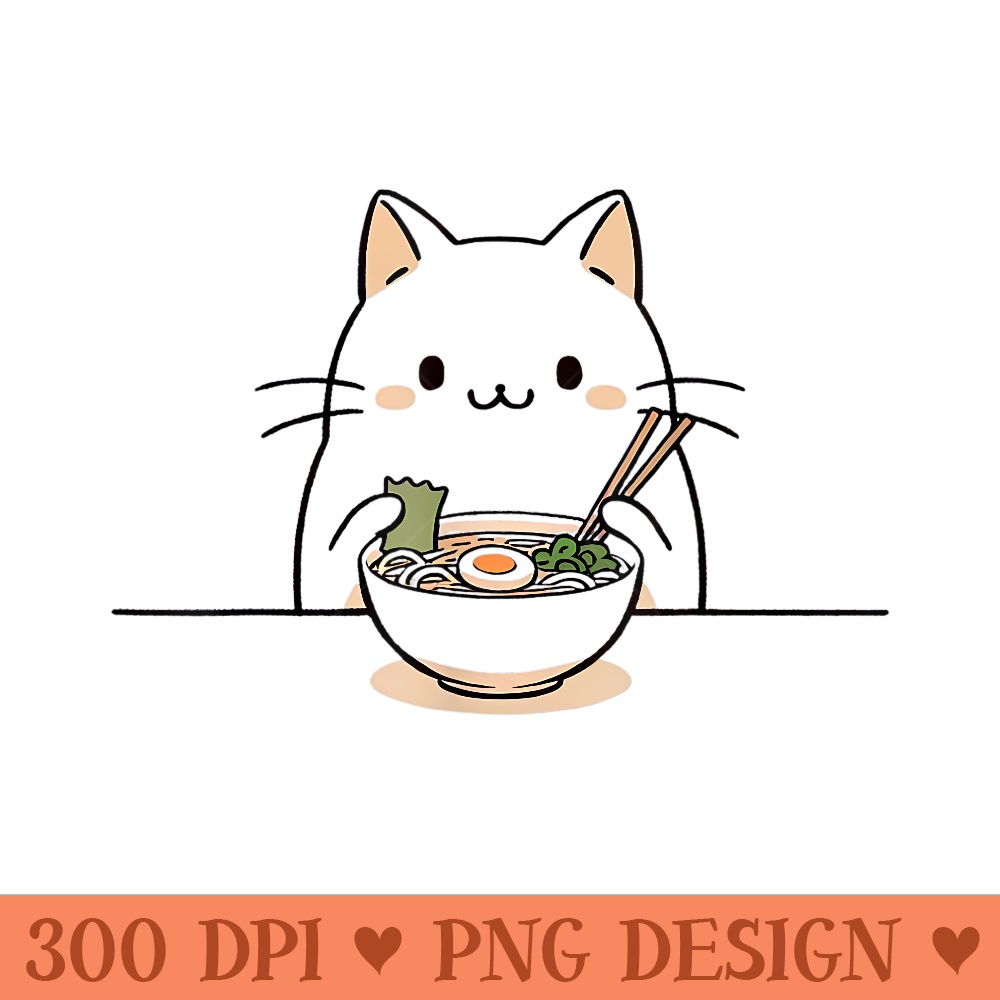 Ramen Cat Kawaii Anime Cat Ramen Lover Sweet - PNG Clipart | Inspire Uplift