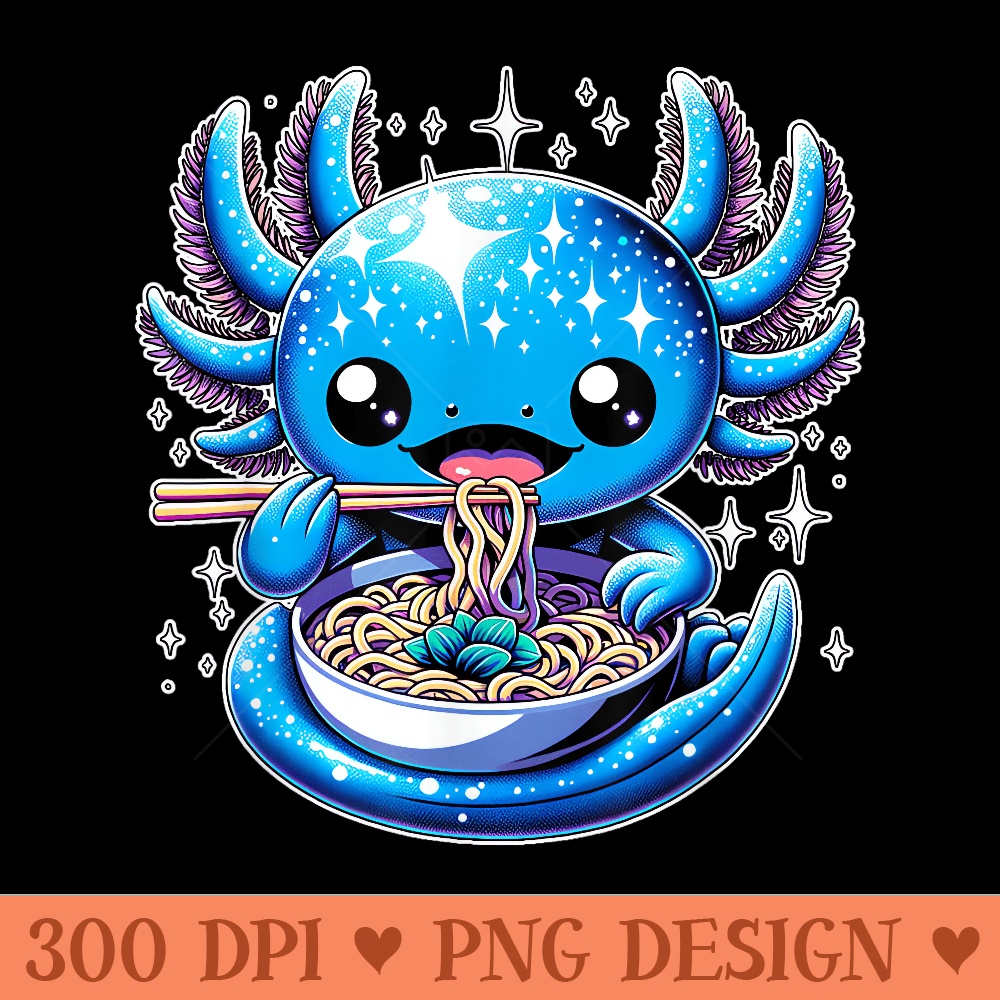 kawaii axolotl eating ramen noodles anime - High Quality PNG | Inspire ...