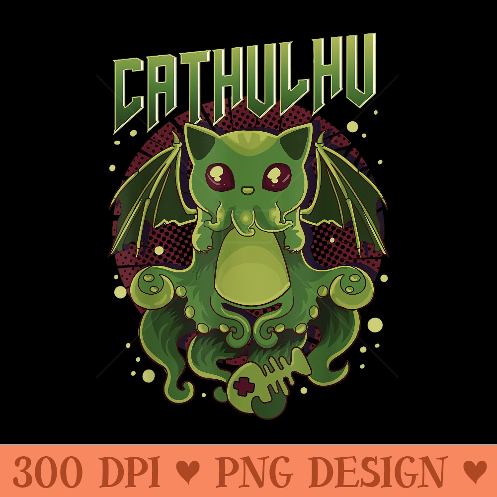 Cute Funny Cathulhu Kawaii Cat Cthulhu - Ready To Print PNG | Inspire ...