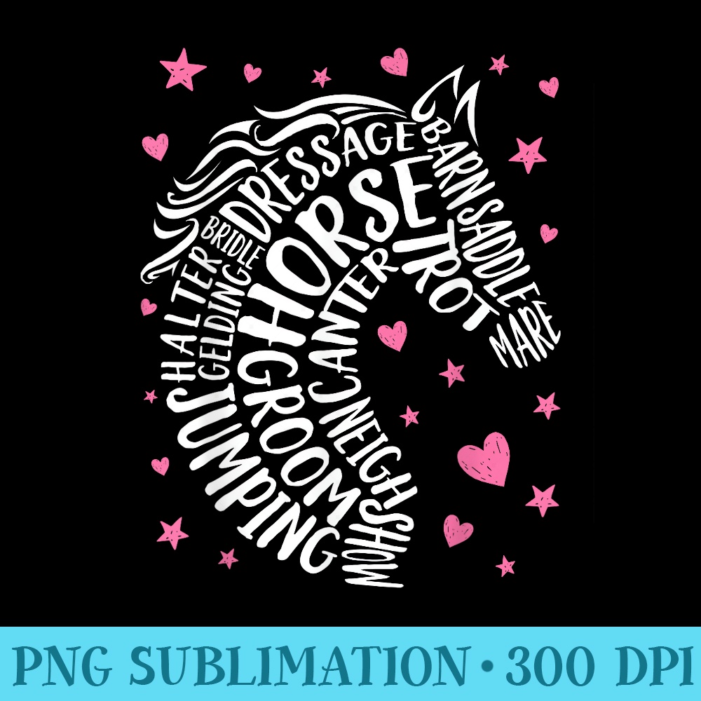 Horse Typography Word Art Equestrian Girls Horseback Riding | Inspire ...
