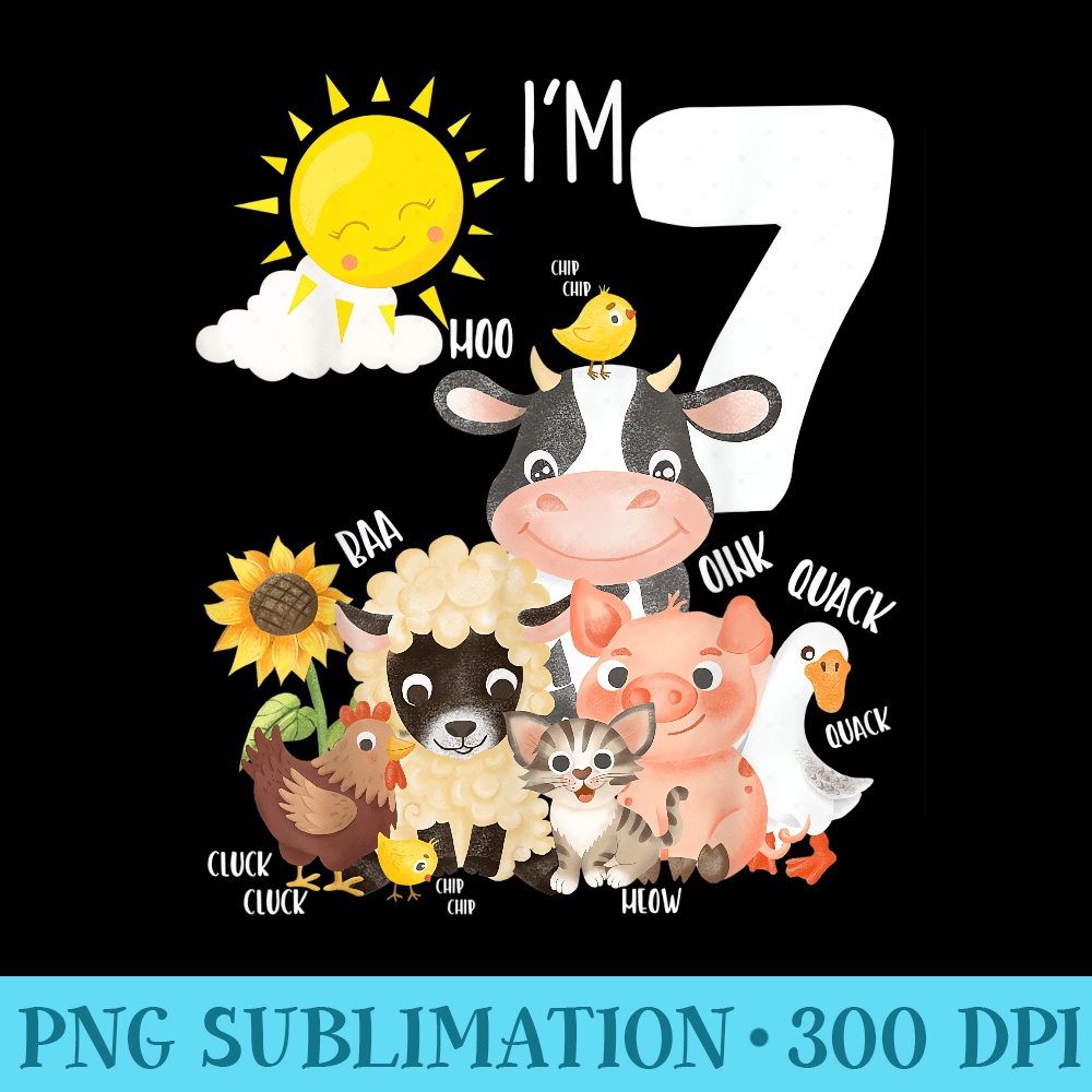 7th Birthday Barnyard Barn Farm Animals Sounds Age 7 Farm - | Inspire ...