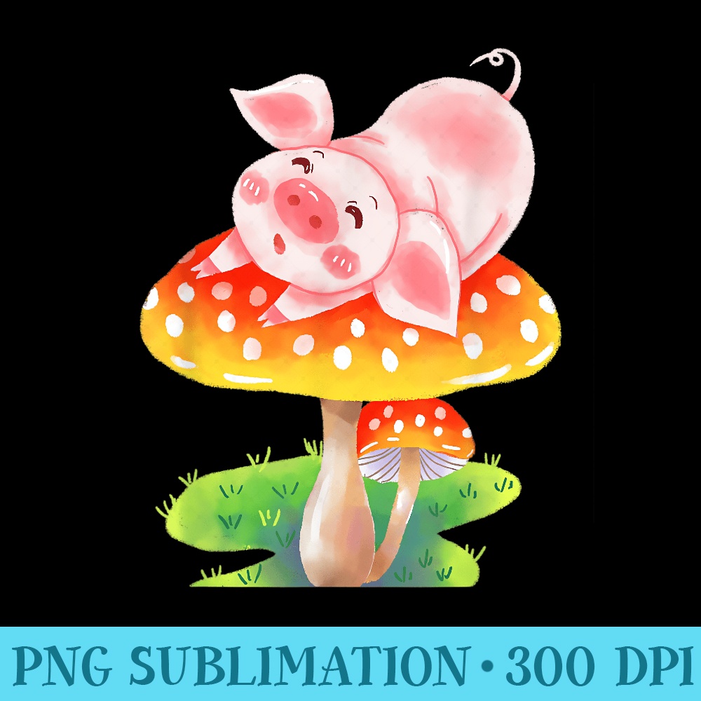 PIG on Mushroom - High Resolution PNG Image | Inspire Uplift