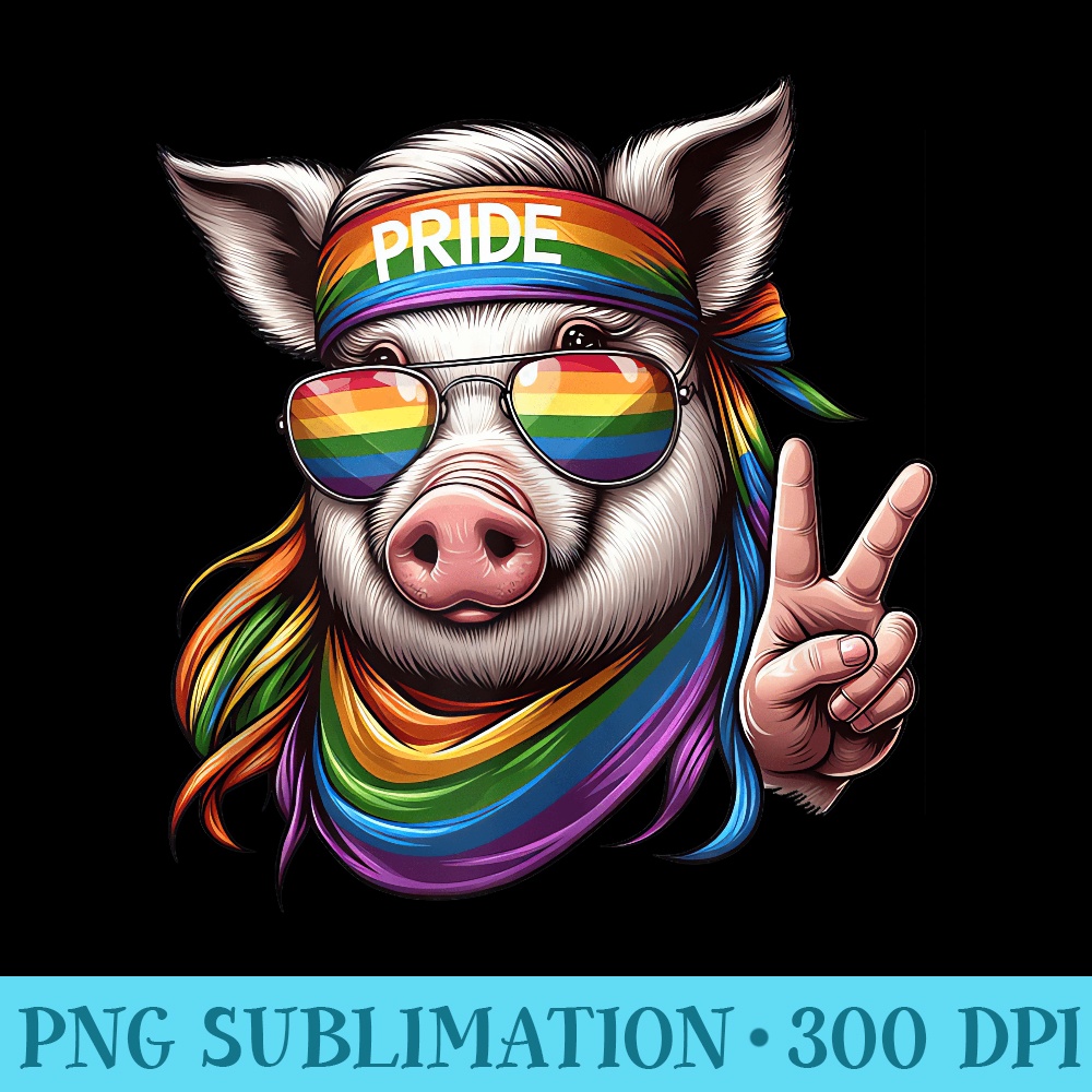 Funny Peace Sign Hand Pig Rainbow LGBT Lesbian Gay Pride - D | Inspire ...