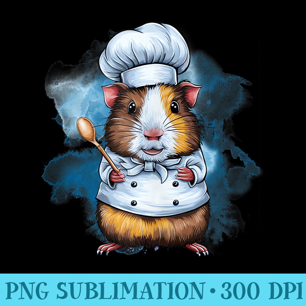 Guinea Funny Pig Watercolor Cute Cook Chef Culinarian Grill | Inspire ...