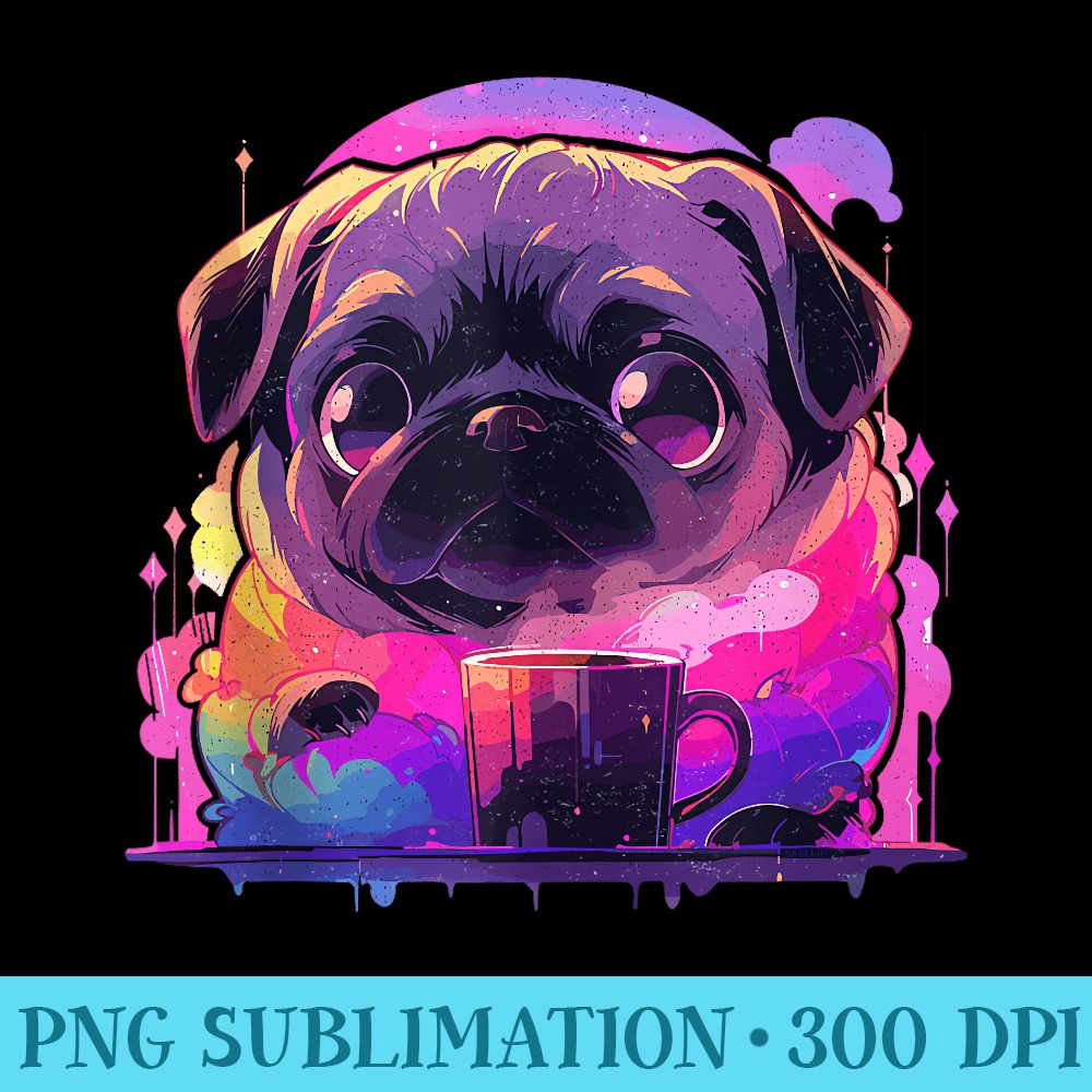 Cute Hot Beverage Pug Kawaii Coffee Tea Drink Puppy Lover - | Inspire ...
