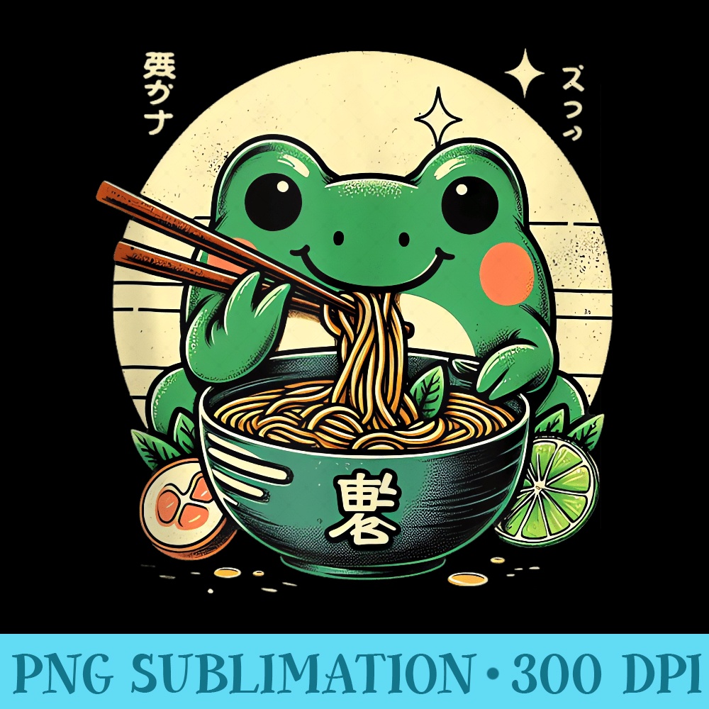 Frog Eating Ramen Kawaii Neko Japanese Noodles Anime Lovers | Inspire ...
