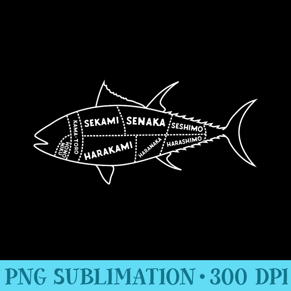 Sushi Sashimi Fish Cutting Anatomy Kawaii Japanese T - Casua | Inspire ...