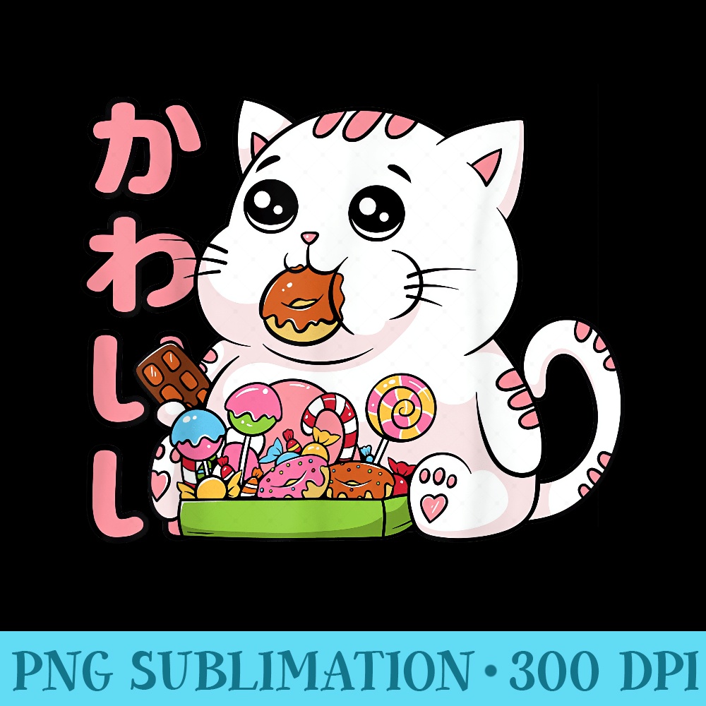 Funny Kawaii Fat Cats 90s Japanese Aesthetic Chibi Anime Cat | Inspire ...