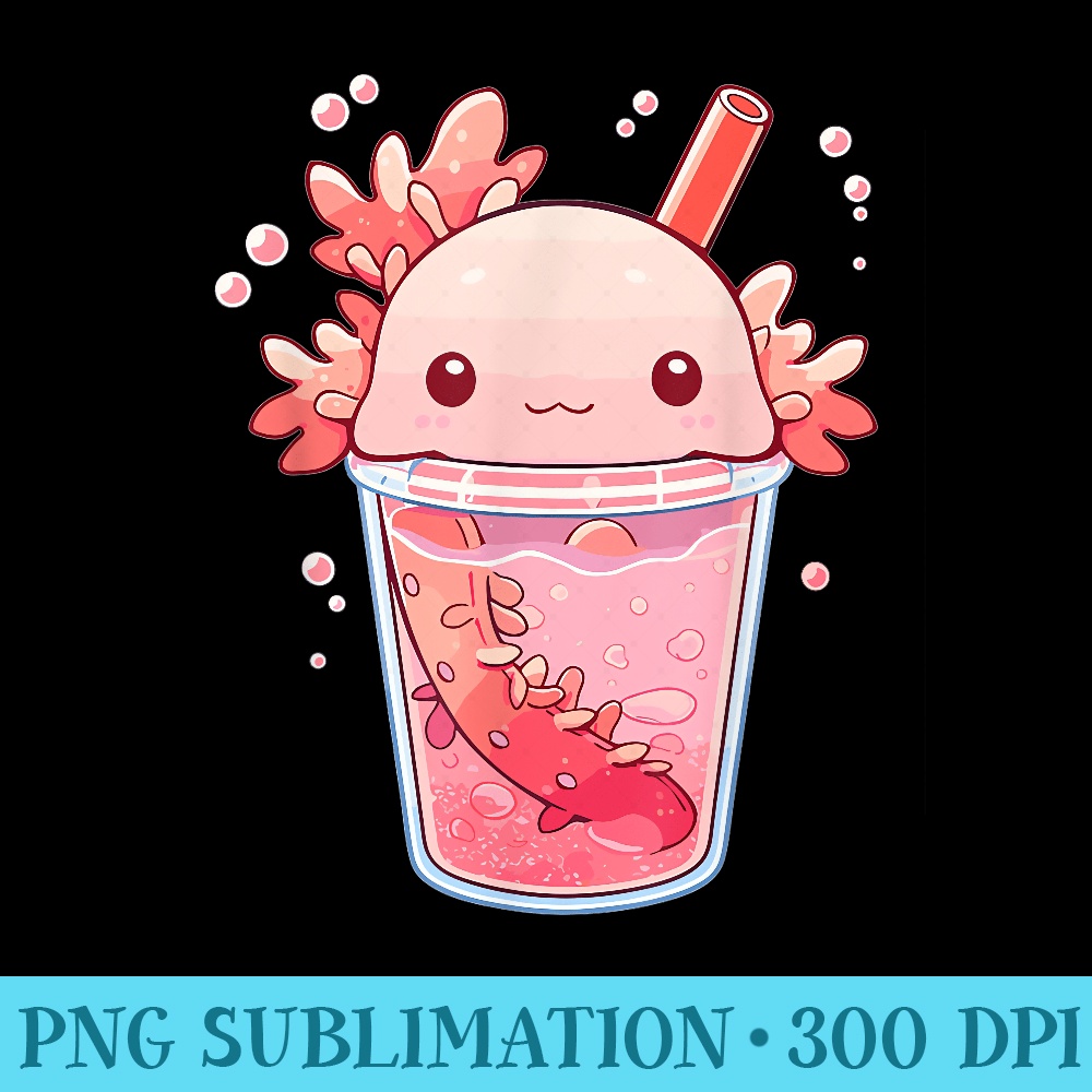 Axolotl Bubble Tea Boba Milk Tea Kawaii Anime Lover - PNG Do | Inspire ...
