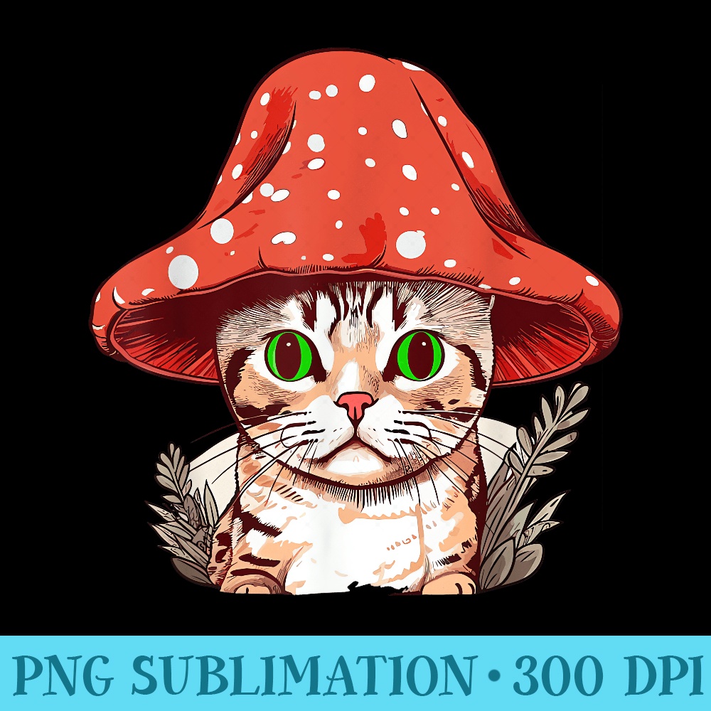 Cottagecore aesthetic cat Mushroom hat kawaii - PNG Download | Inspire ...