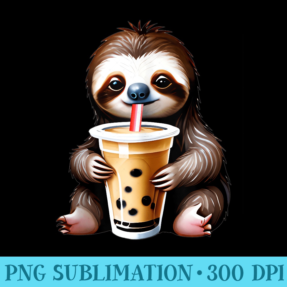 Cute Sloth Drinking Boba Bubble Milk Tea Kawaii Animal Lover | Inspire ...