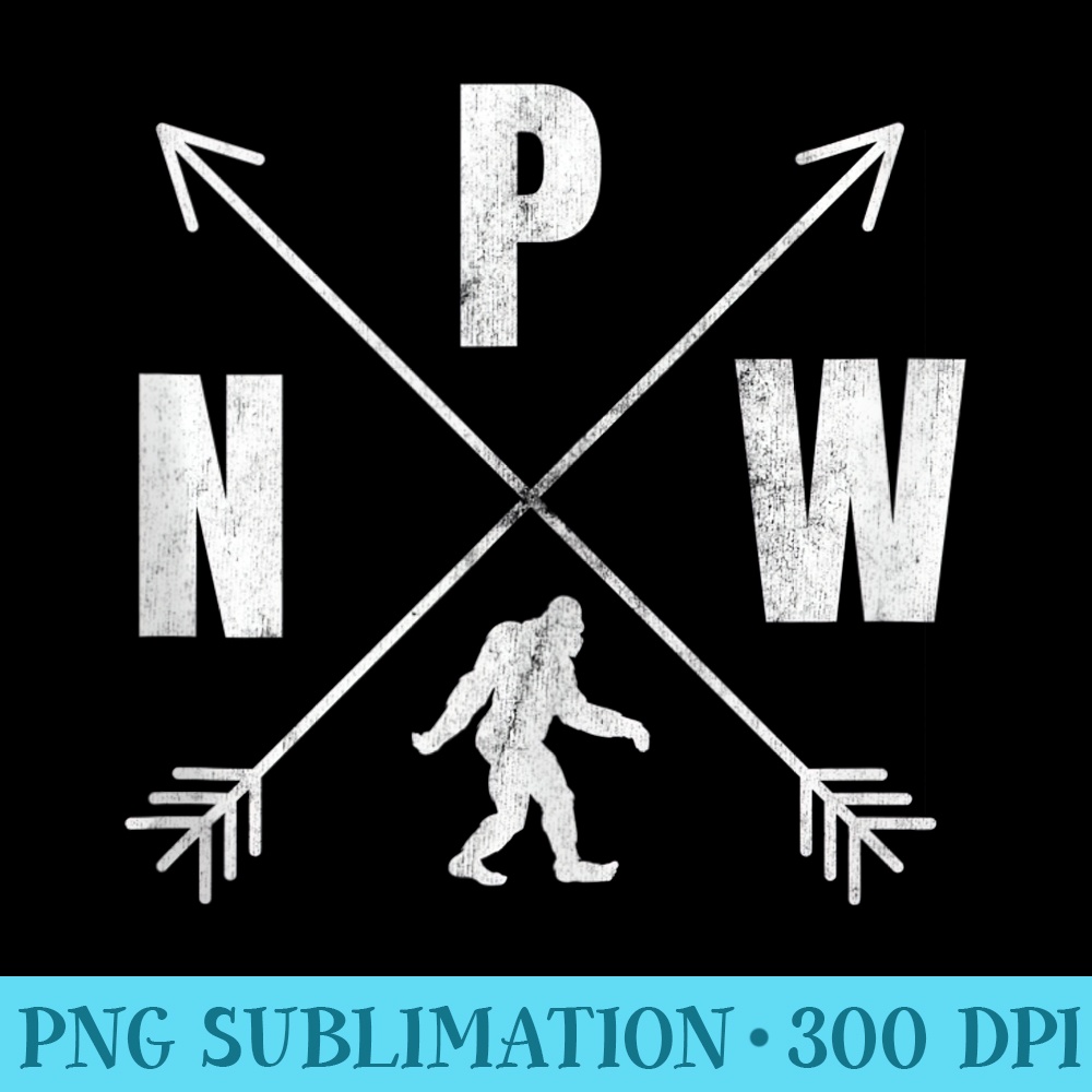 Bigfoot Sasquatch PNW Logo Compass Crossed Arrows Distressed - Inspire ...