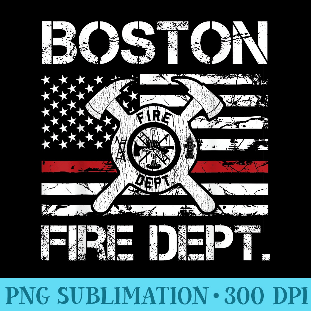 Boston Massachusetts Fire Department Thin Red Line Logo - PN | Inspire ...