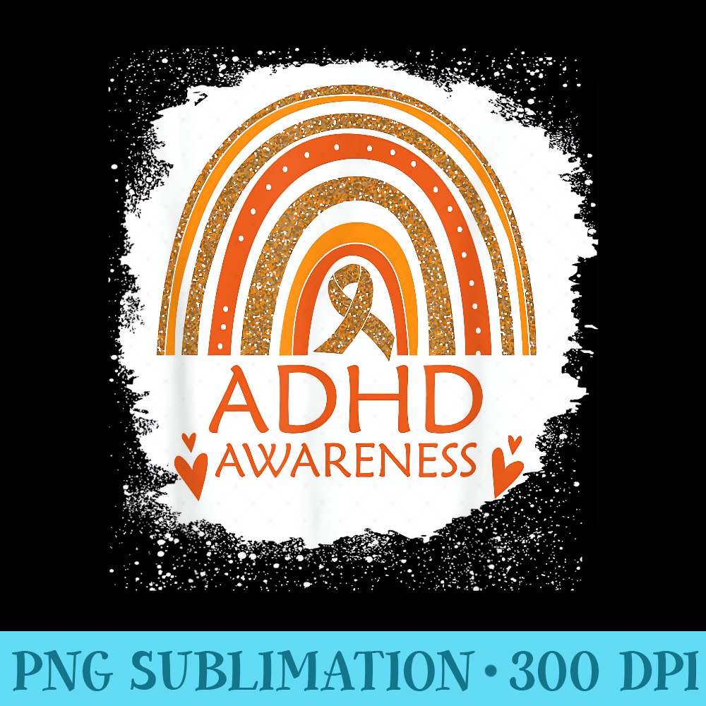 ADHD Awareness Bleached Rainbow Orange Ribbon Men - High Res | Inspire ...