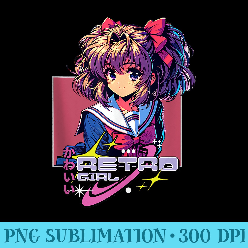 Retro Kawaii girl Japanese 90s animation style - PNG Downloa | Inspire ...