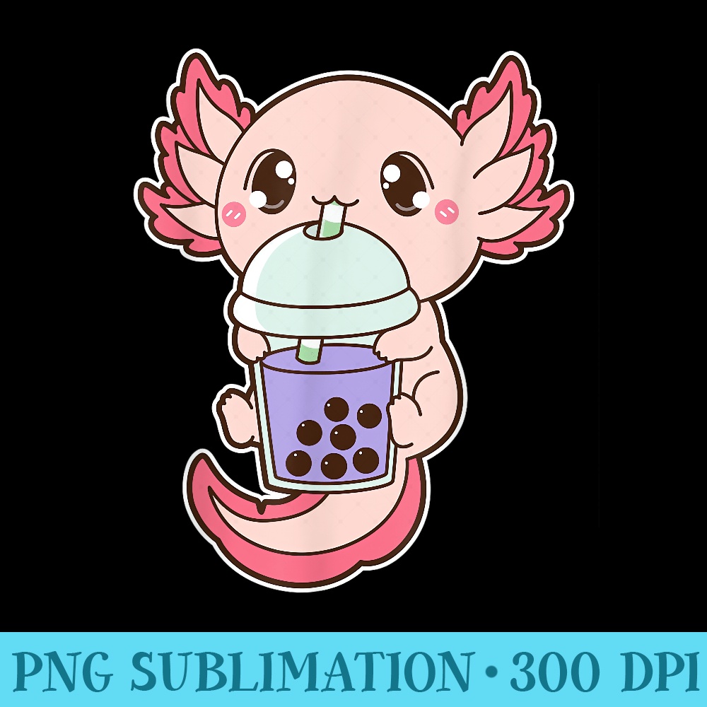 Kawaii Cute Boba Axolotl Taro Ube Bubble Pearl Milk Tea - Tr - Inspire ...