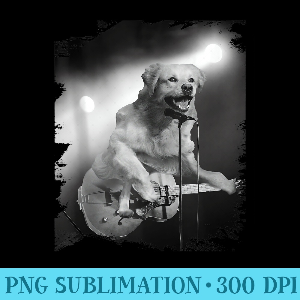Golden Retriever Dog Dogs Rocker Playing Rock Guitar Funny - | Inspire ...