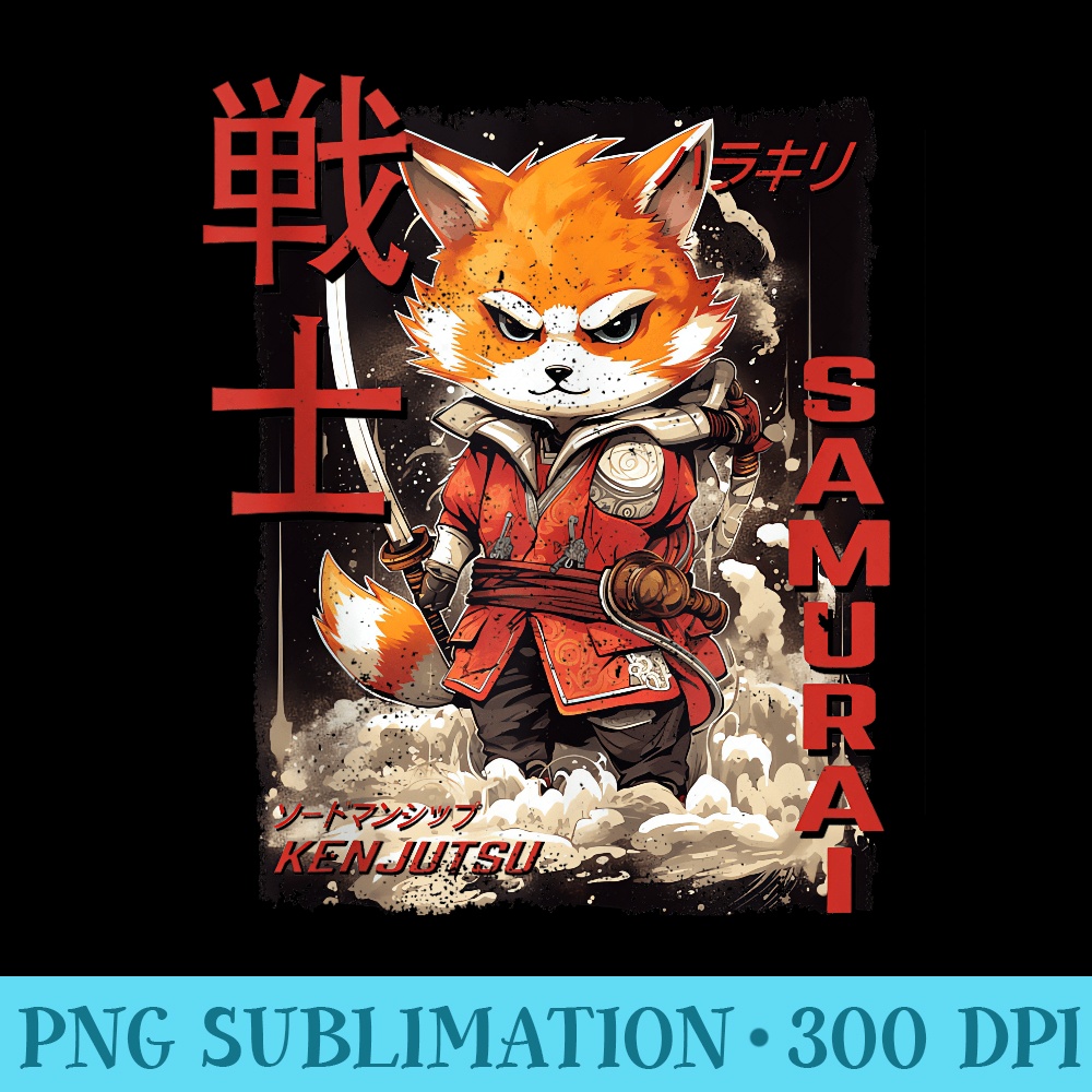 Cute Samurai Fox Warrior Japanese Ninja Fox Kawaii - PNG Dow | Inspire ...