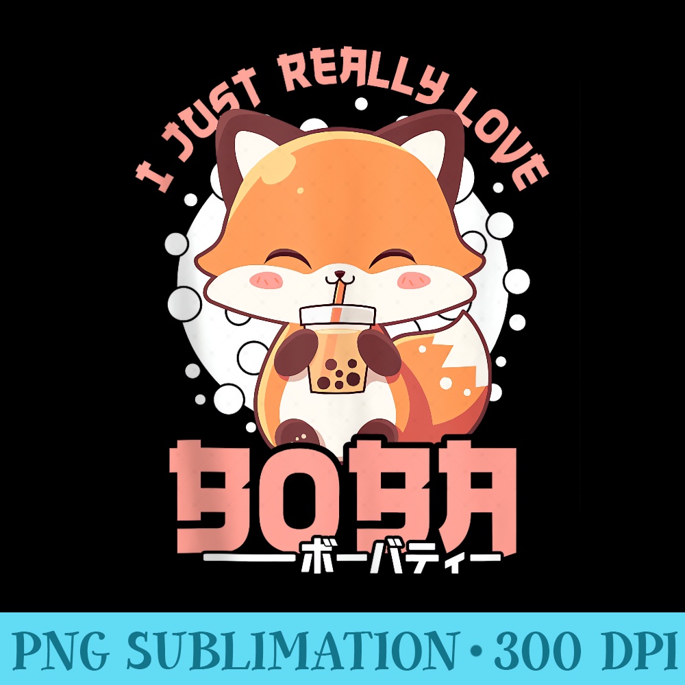 Fox Boba Tea Kawaii Bubble Tea Fox Anime Neko Red Fox - PNG | Inspire ...