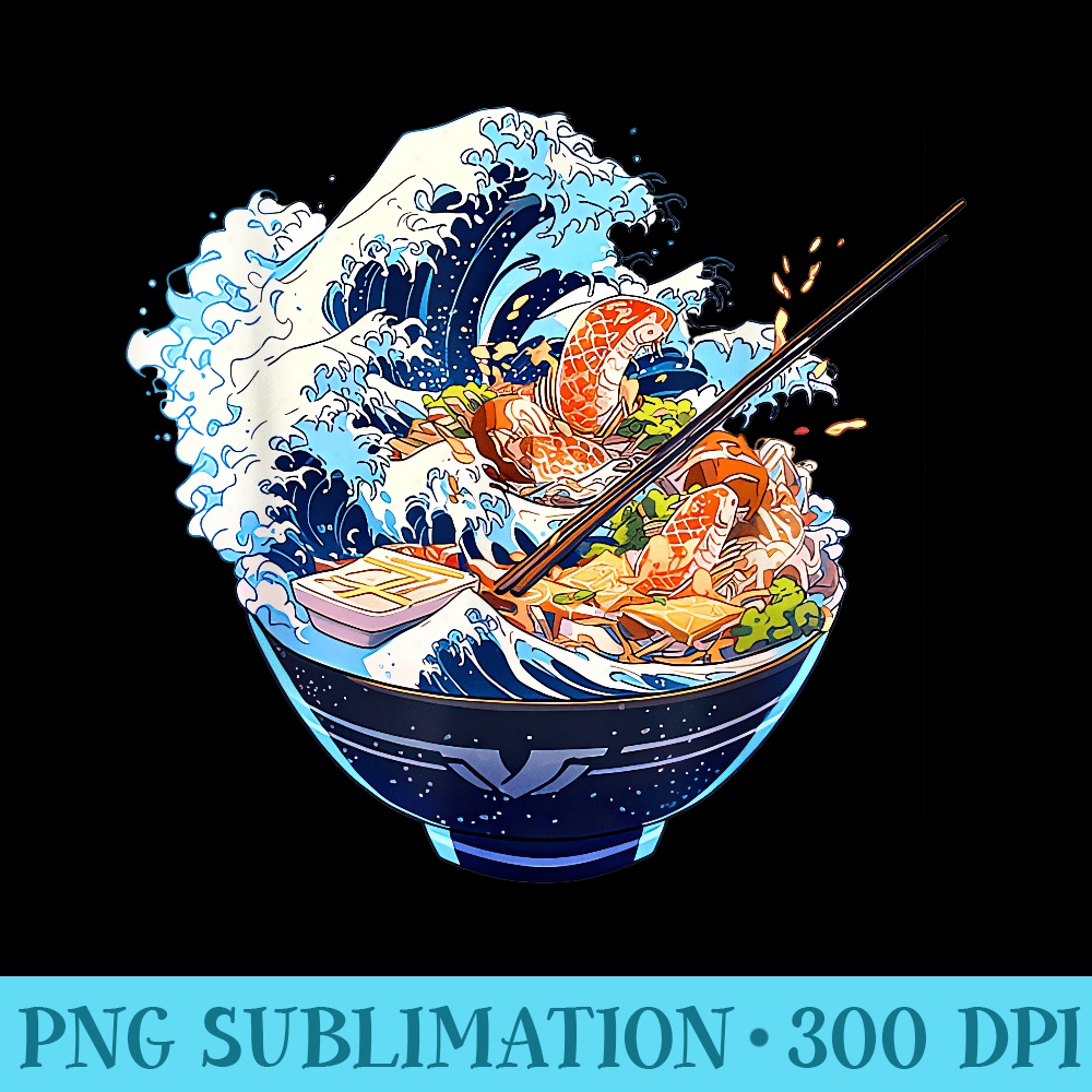 Anime Style Great Ramen Wave of Kanagawa Ramen Noodles Lover | Inspire ...