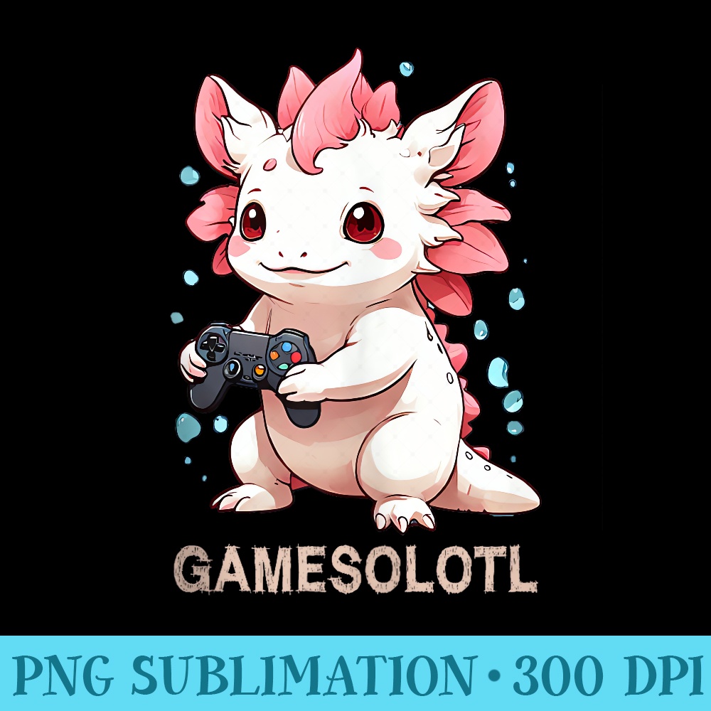 Cute Gaming Axolotl Gamesolotl Anime Kawaii Gamer Axolotl - | Inspire ...