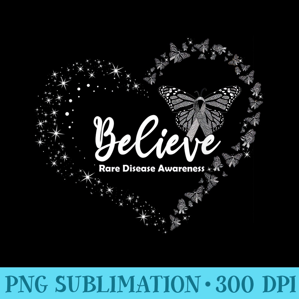 Butterfly Heart Believe Zebra Ribbon Rare Disease Awareness | Inspire ...