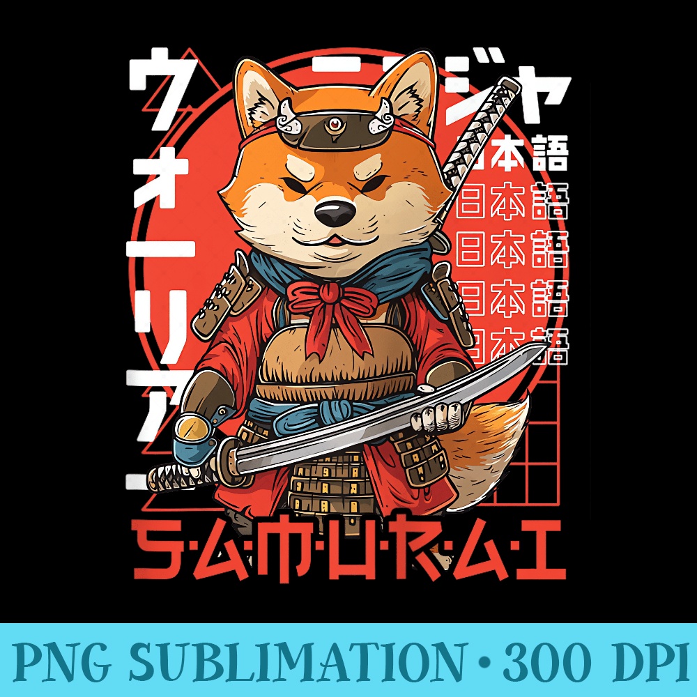 Japanese Samurai Dog Shiba Warrior Ukiyo Samurai Backprinted | Inspire ...