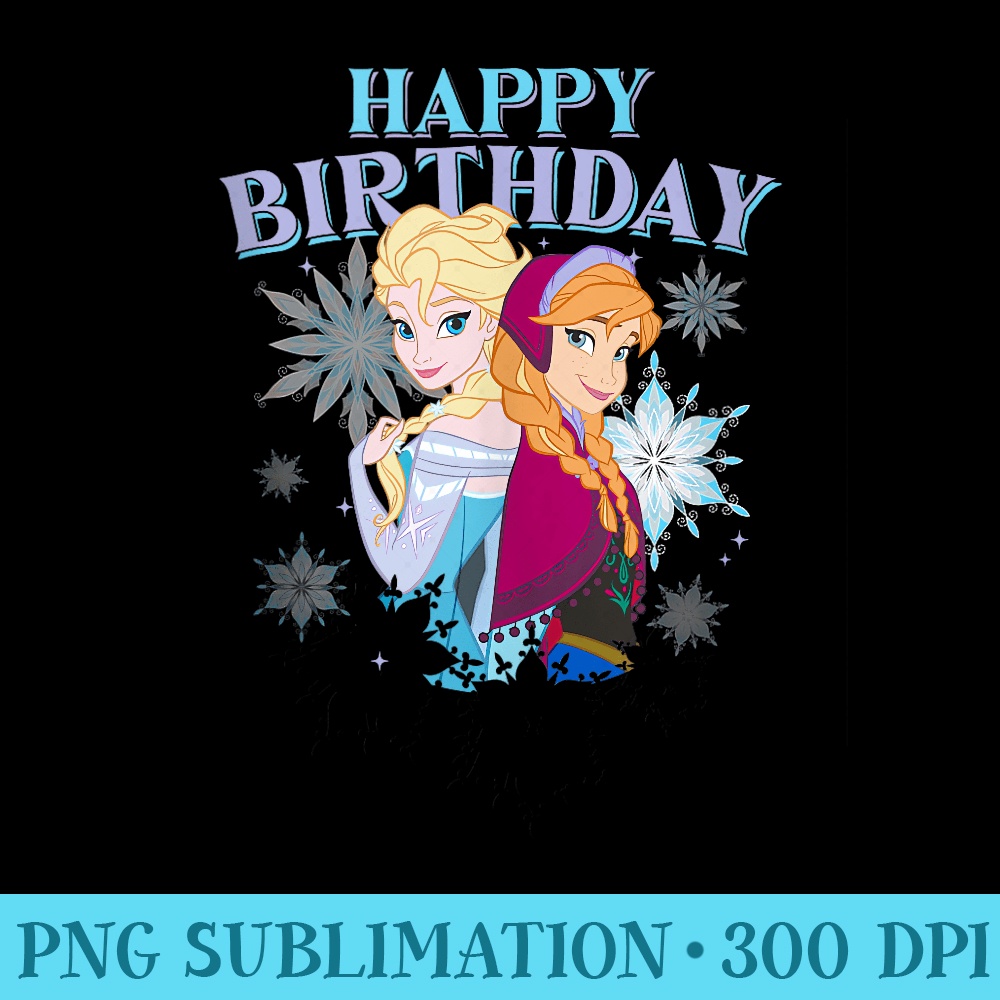 Disney Frozen Happy Birthday Anna And Elsa Big Chest Logo - | Inspire ...