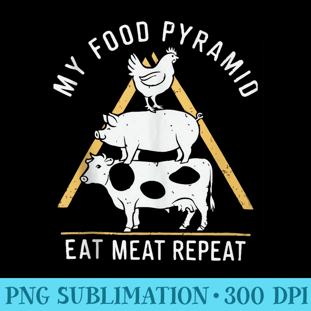 My Food Pyramid Eat Meat Repeat Vintage BBQ Lovers - PNG Dow | Inspire ...
