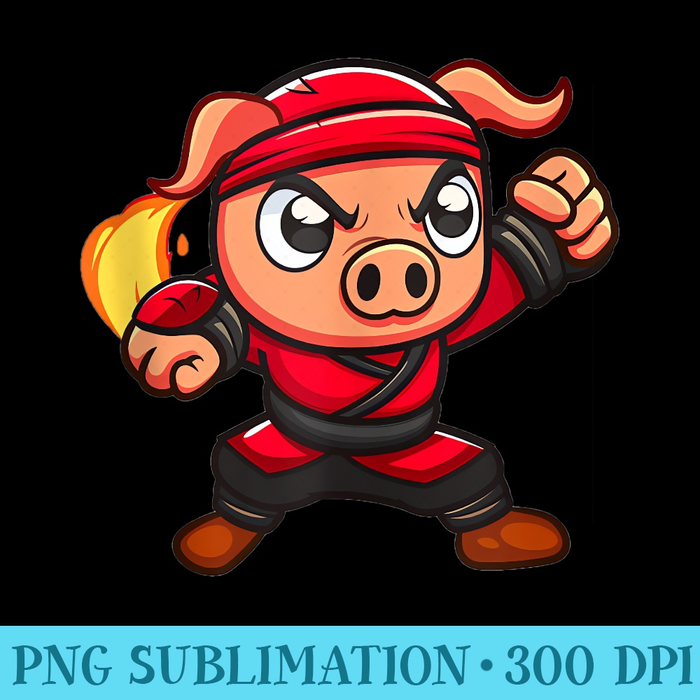 Baby Pig Piglet with Ninja Fire Fire Fist Comic - Shirt Vect | Inspire ...