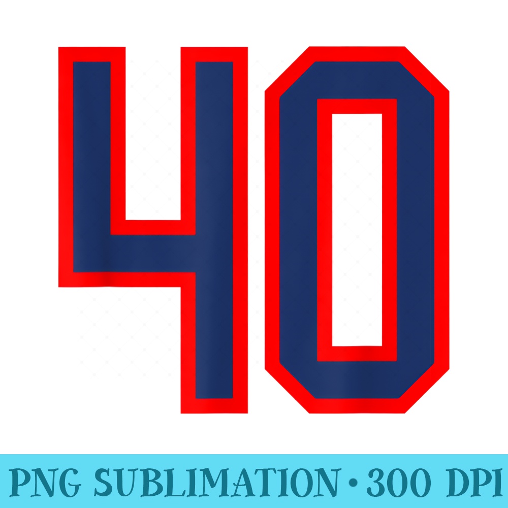 Jersey Number 40 Red Blue Sports Birthday Lucky Number - PNG | Inspire ...