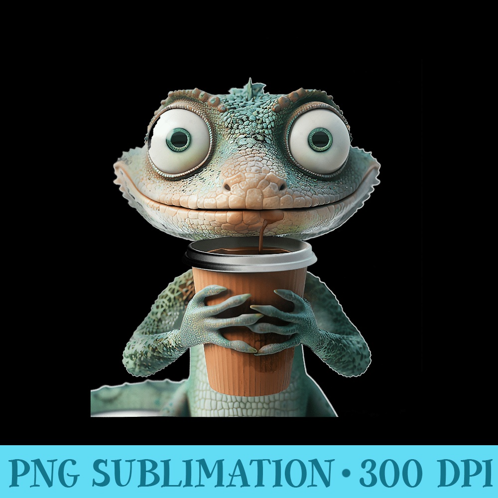 Funny Cute Lizard Drink Coffee For Lizard Lover - PNG Downlo | Inspire ...