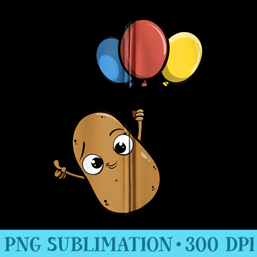 Flying Potato Holding Balloon Cute Potato - Sublimation prin | Inspire ...