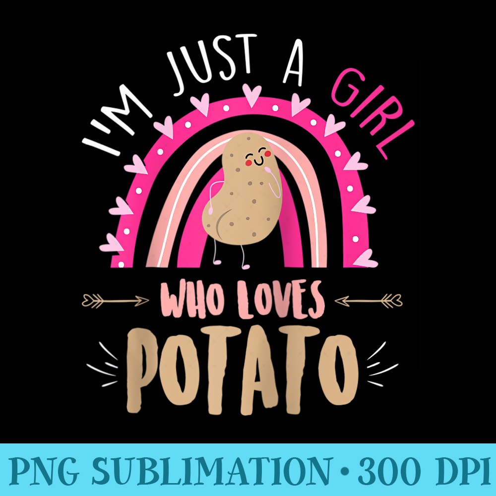 Cute Potato Lover Girl Rainbow Vegan Vegeterian Funny Potato | Inspire ...