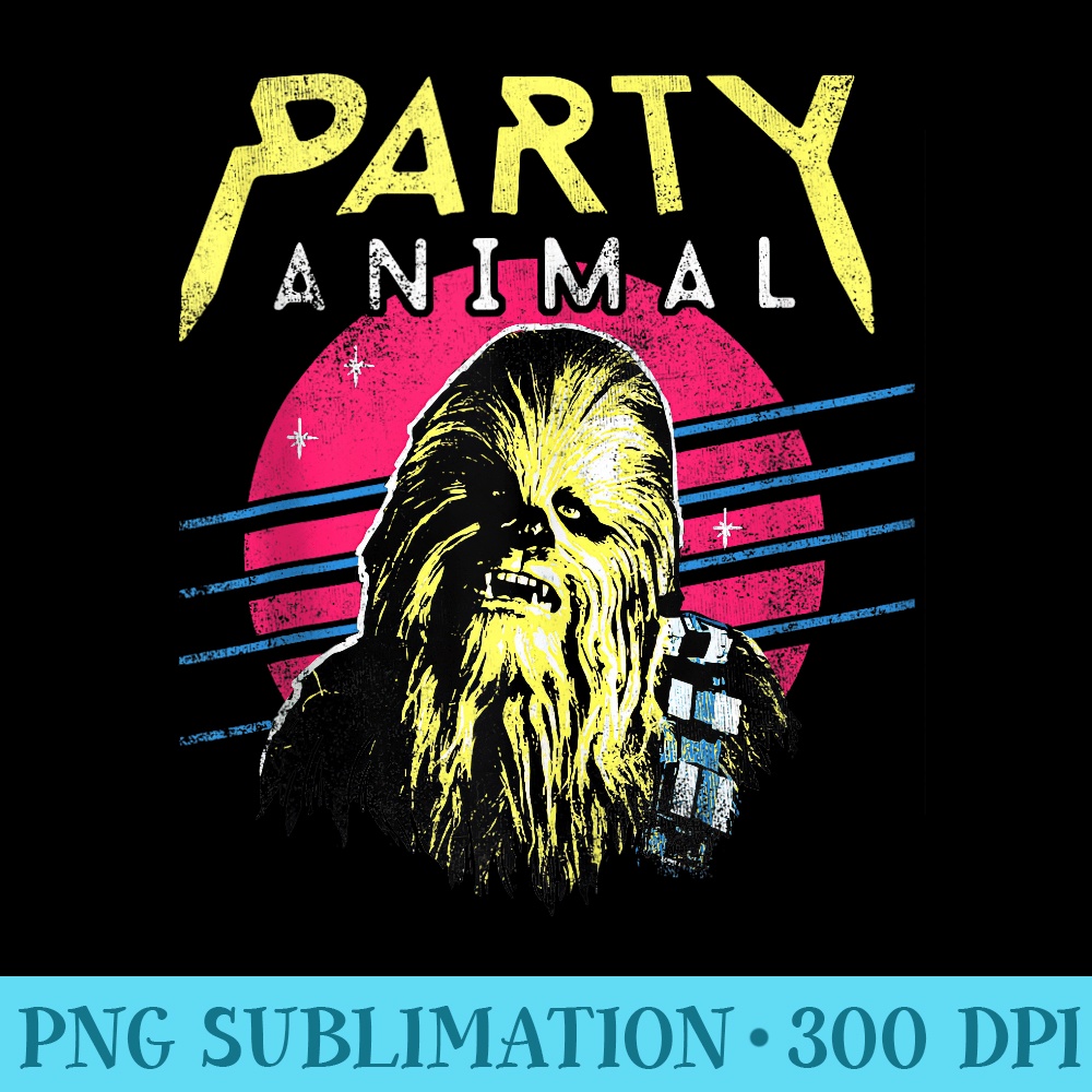 Star Wars Chewbacca Neon Party Animal - PNG design assets | Inspire Uplift