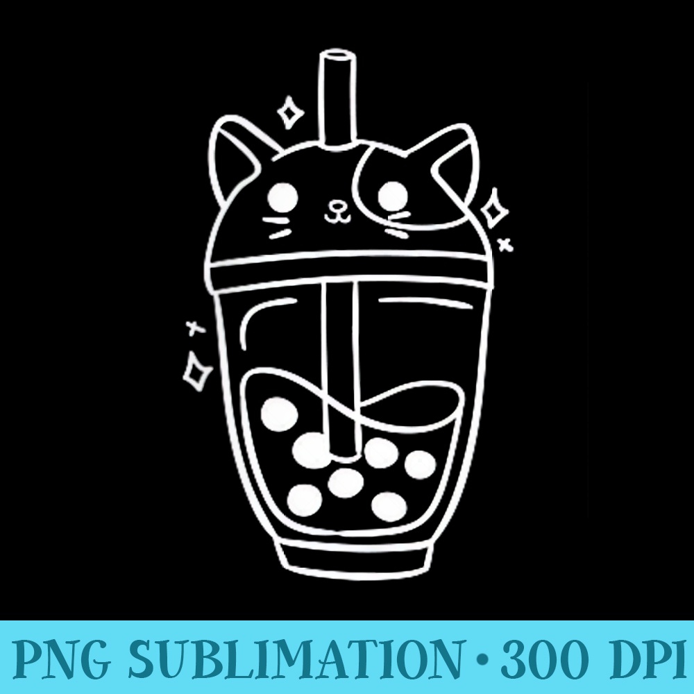 Boba Tea Cat, Japanese Kawaii Anime Bubble Tea - Transparent | Inspire ...