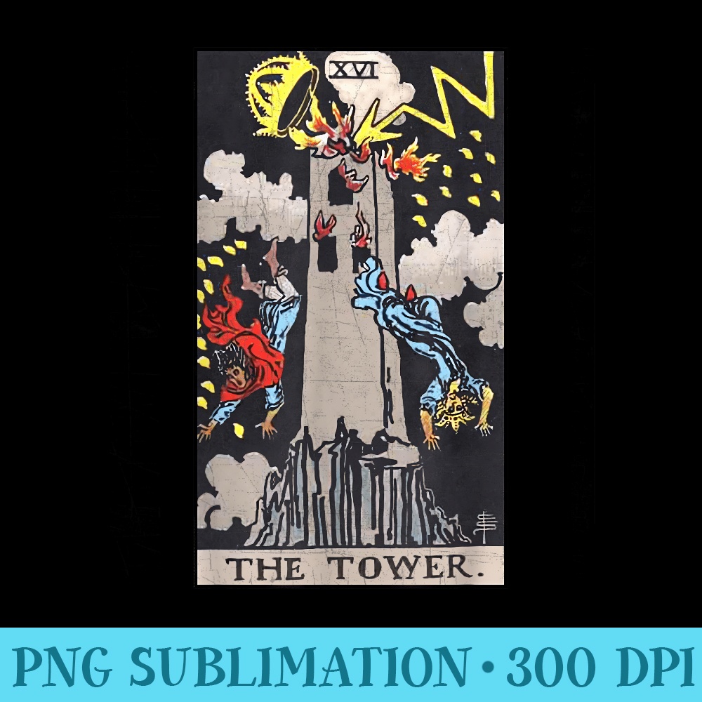 Tarot Card XVI The Tower Card Number - Download PNG Files | Inspire Uplift