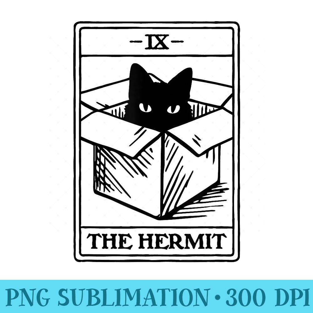 The Hermit Cat Tarot Card - Shirt Template Transparent | Inspire Uplift