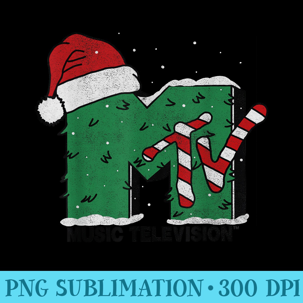 MTV Logo Christmas Tree Santa Hat Colors Graphic T - PNG Pic | Inspire ...