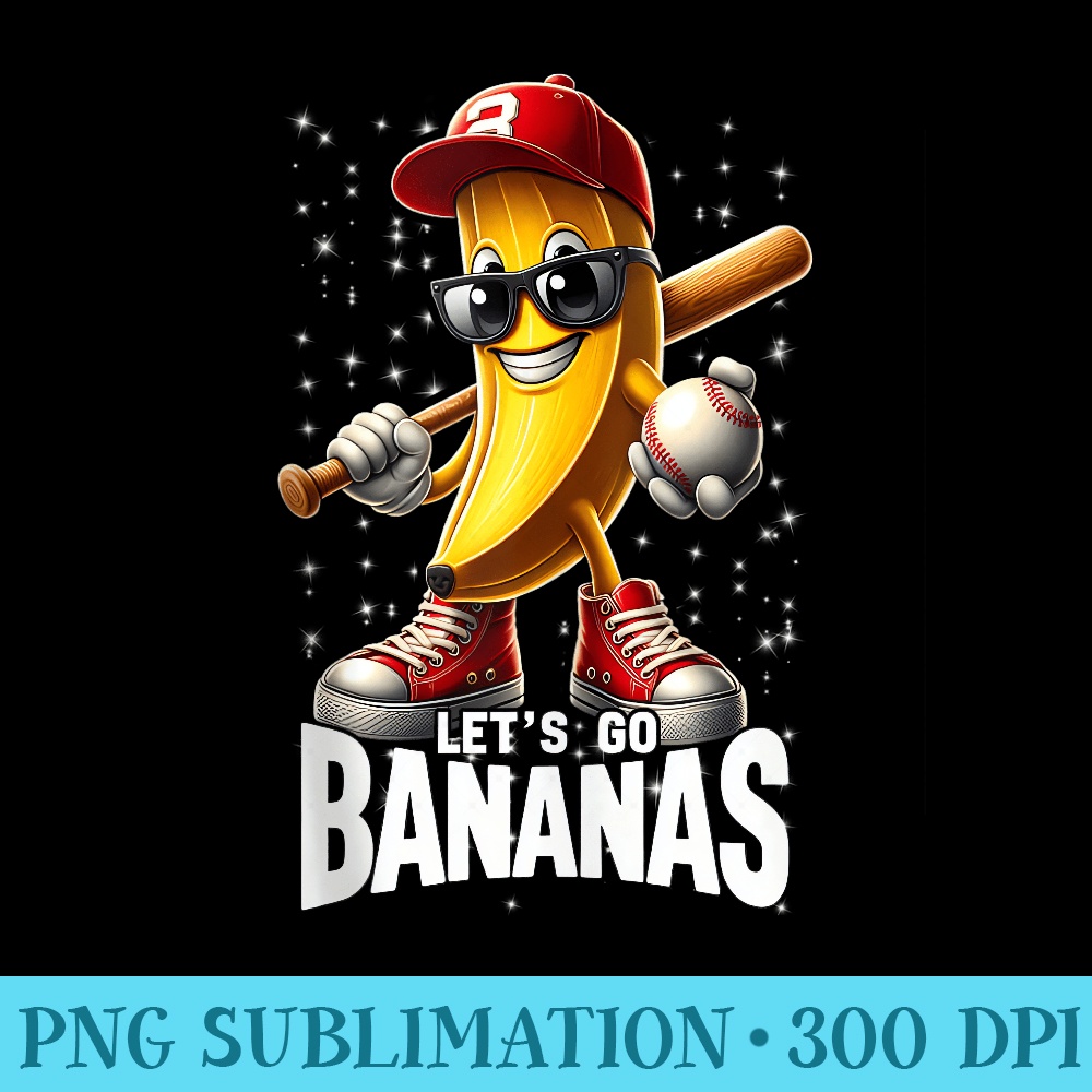 Banana Playing Baseball Fruit Lover Lets Go Banana - Shirt I | Inspire ...