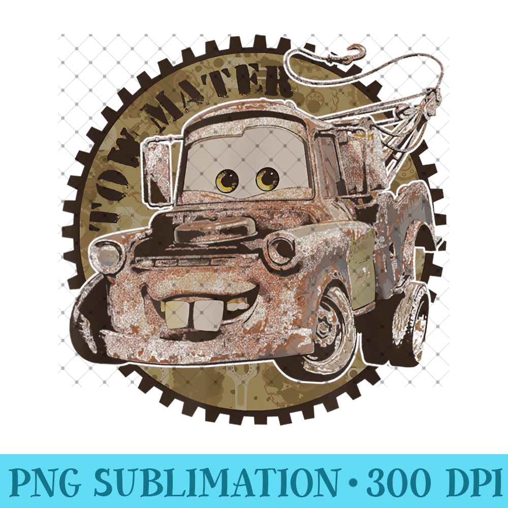 Disney Pixar Cars Tow Mater Rusty Gear Vintage Logo - PNG Gr | Inspire ...