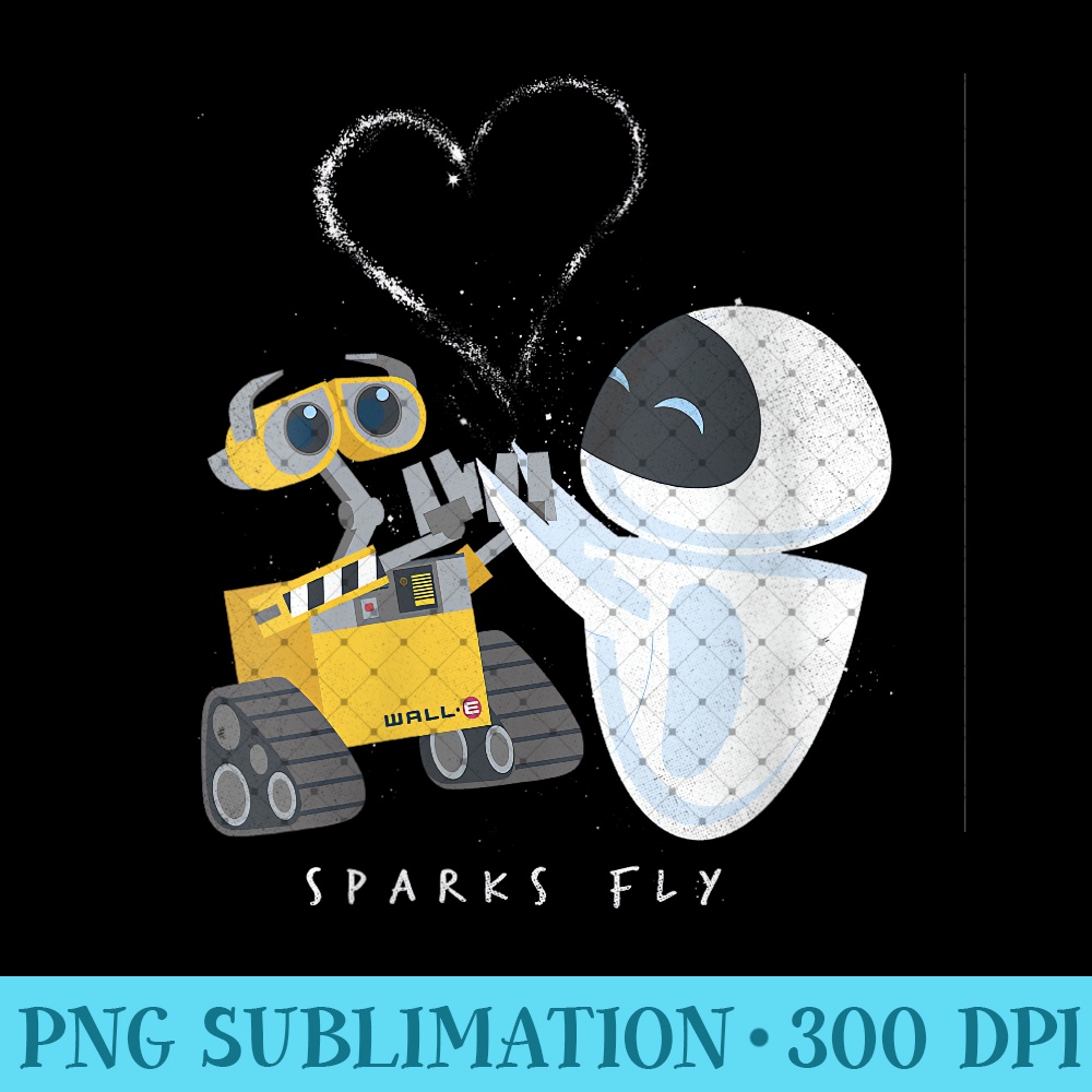 Womens Disney Pixar Wall-E & Eve Sparks Fly Portrait - PNG d | Inspire ...